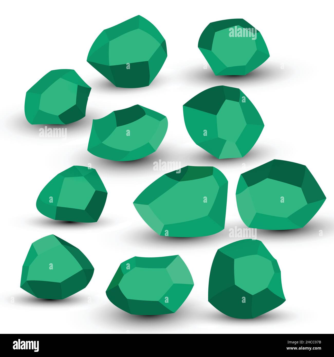 Cartoon stones. Rock stone isometric set. Green boulders, natural ...