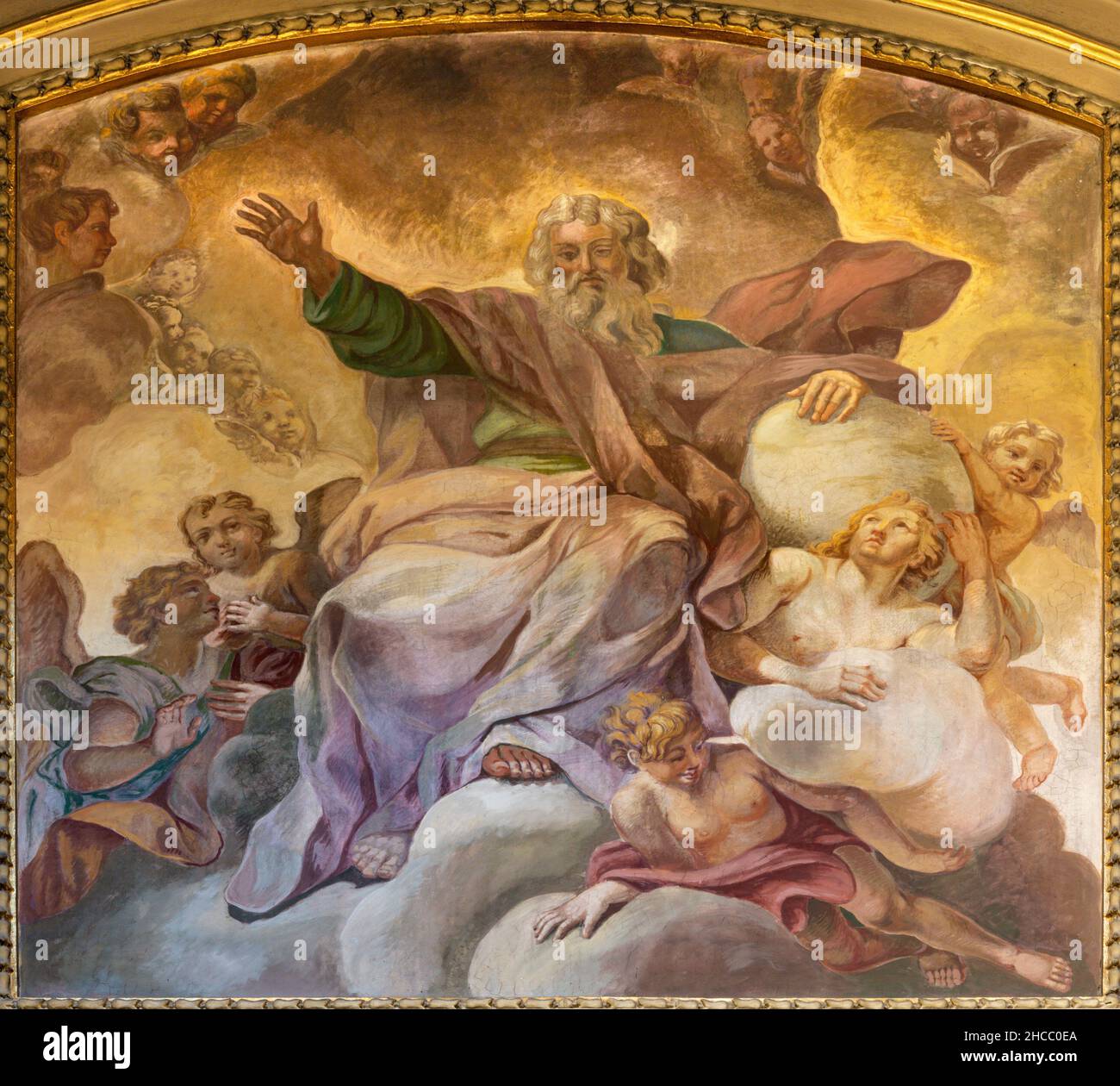 ROME, ITALY - AUGUST 30, 2021: The fresco of God the Father in the ...