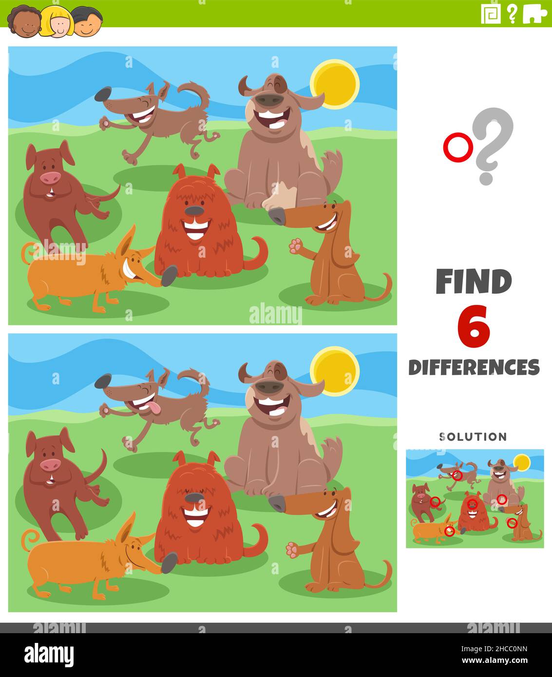 Cartoon illustration of finding the differences between pictures ...