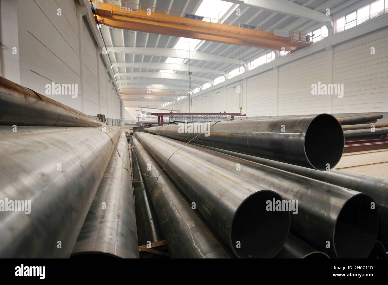 steel pipes inside the factory Stock Photo - Alamy