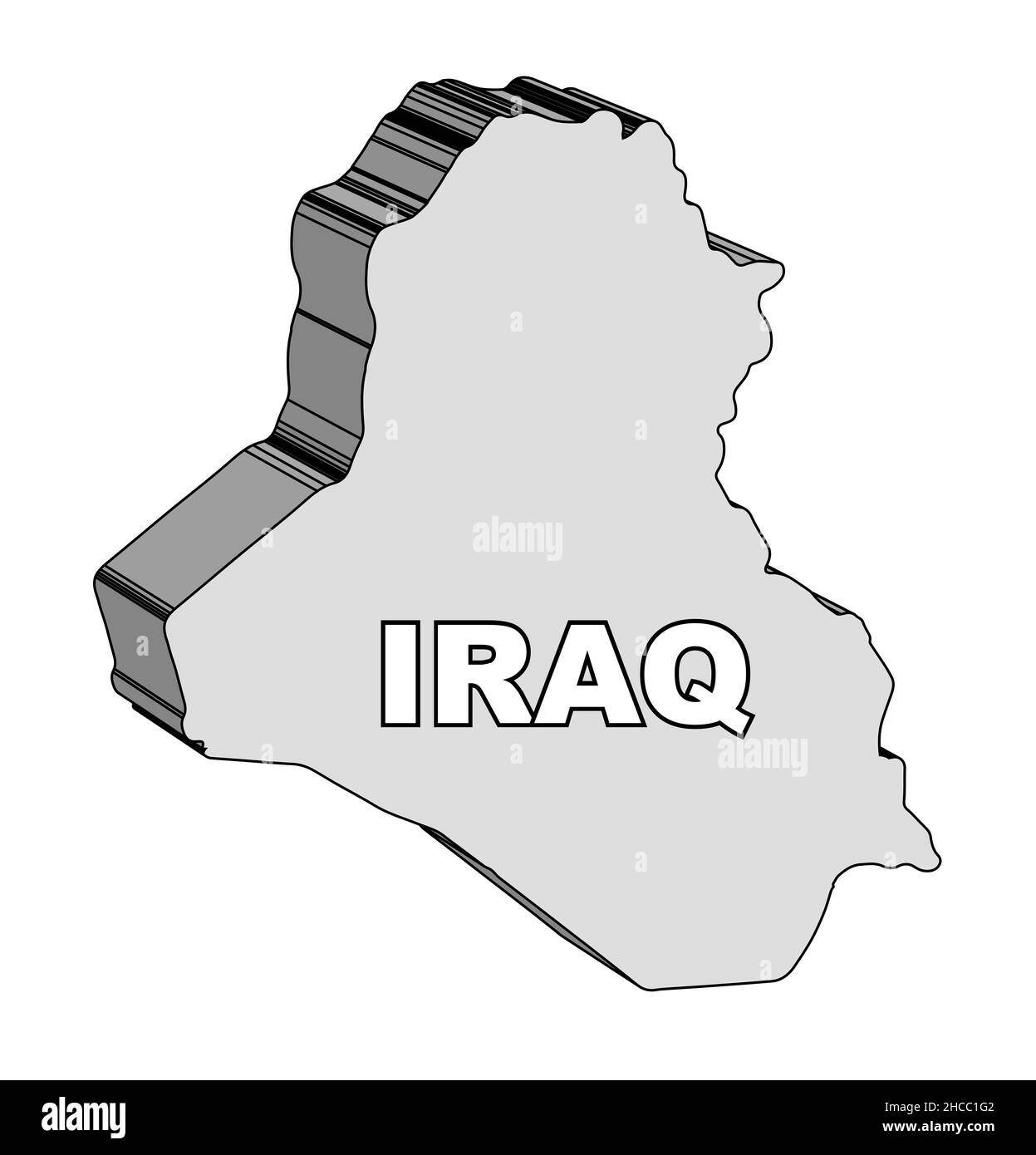 Outline 3D map of the Arab League country of Iraq Stock Photo - Alamy