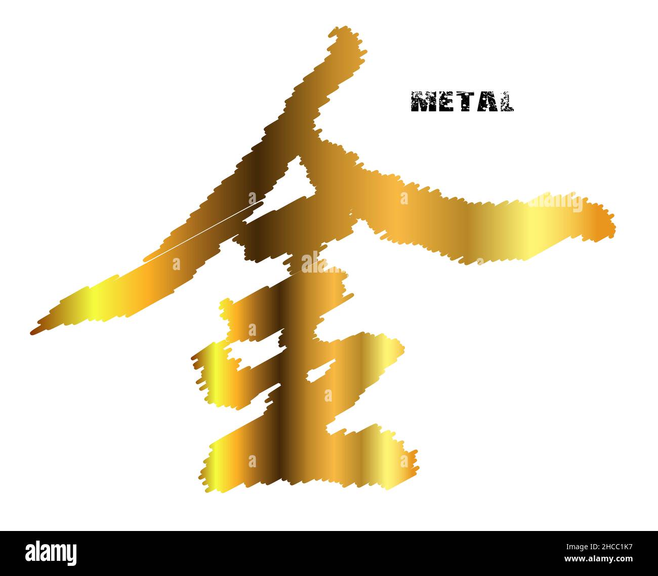 The Chinese element symbol for metal set on a white background Stock ...