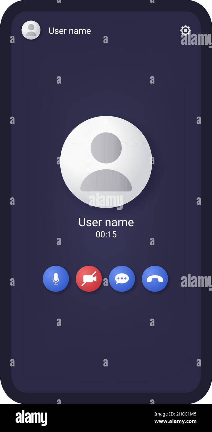 Video call screen with user silhouette on smartphone. Vector flat ...