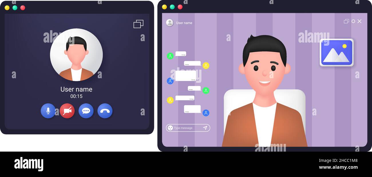 Video call screen with user avatar and enhanced video chat interface ...
