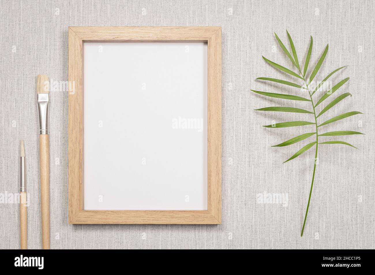 Photo frame on gray background with empty space. To write a message ...