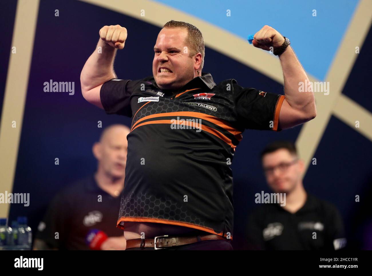 Dirk Van Duijvenbode celebrates against Ross Smith during day ten of ...