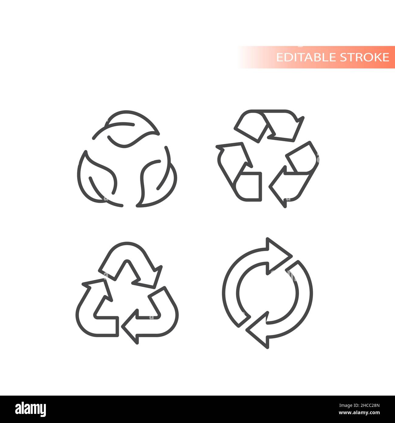 Recycled symbol with leaf line vector. Recycle outline icon Stock ...