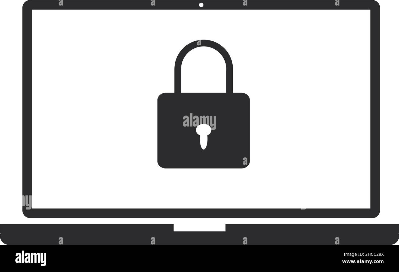 security laptop on white background. protection sign. flat style Stock ...