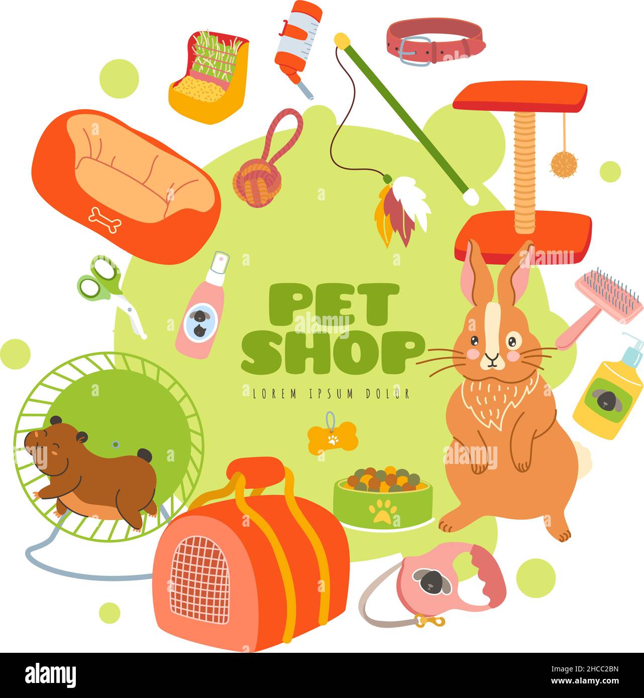 Pet shop products. Domestic animals care tools. Zoomarket elements. Vet ...