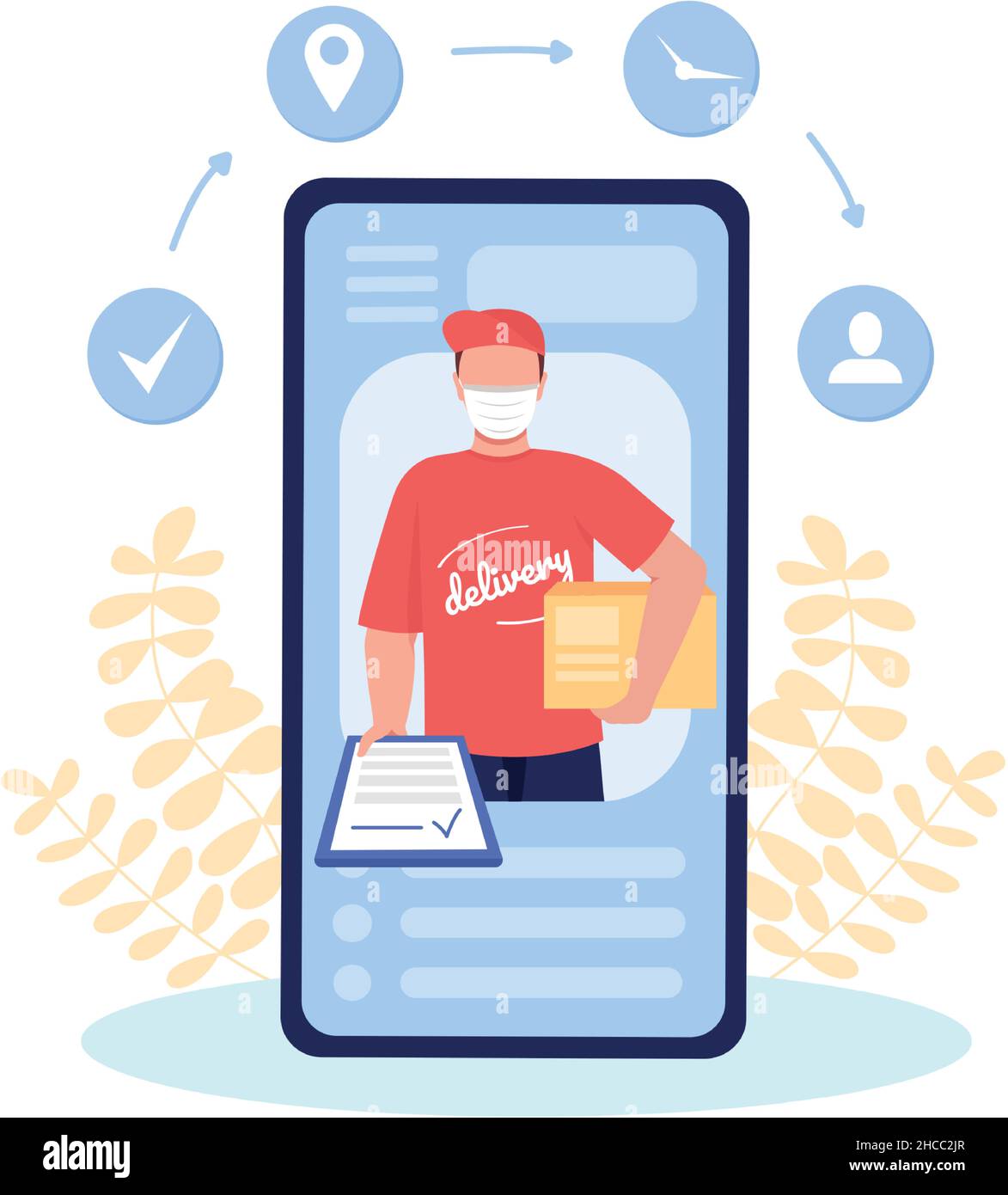Safe delivery app flat concept vector illustration Stock Vector Image ...