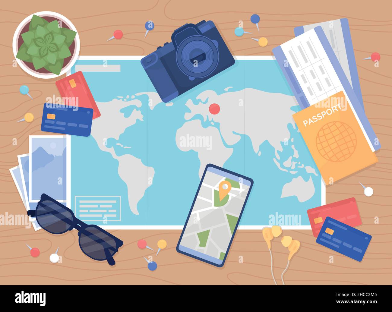 Travel planning flat color vector illustration Stock Vector Image & Art ...