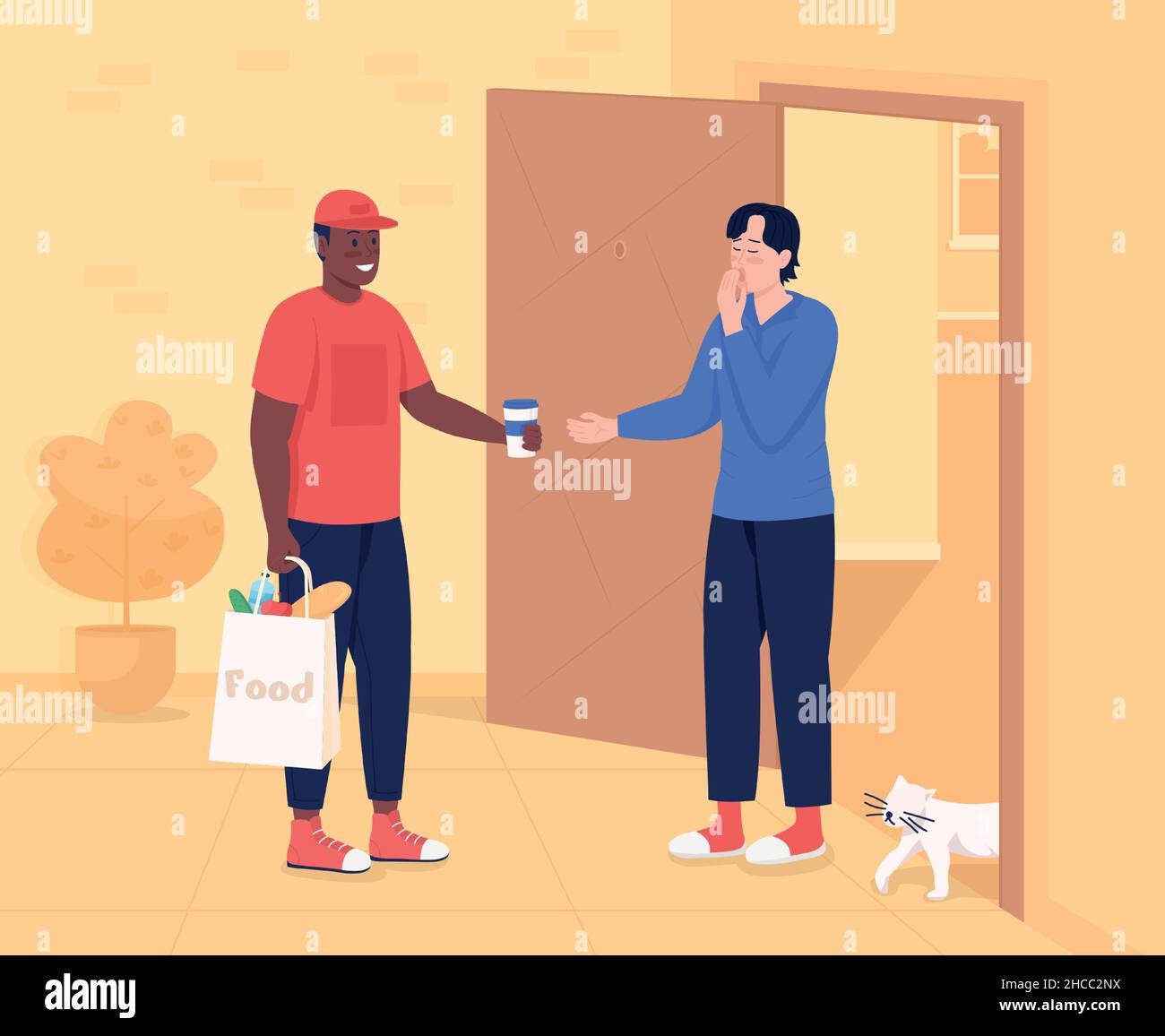 Food delivery flat color vector illustration Stock Vector Image & Art ...