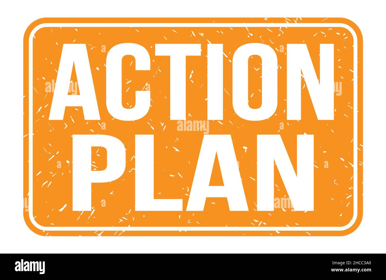 ACTION PLAN, words written on orange rectangle stamp sign Stock Photo ...