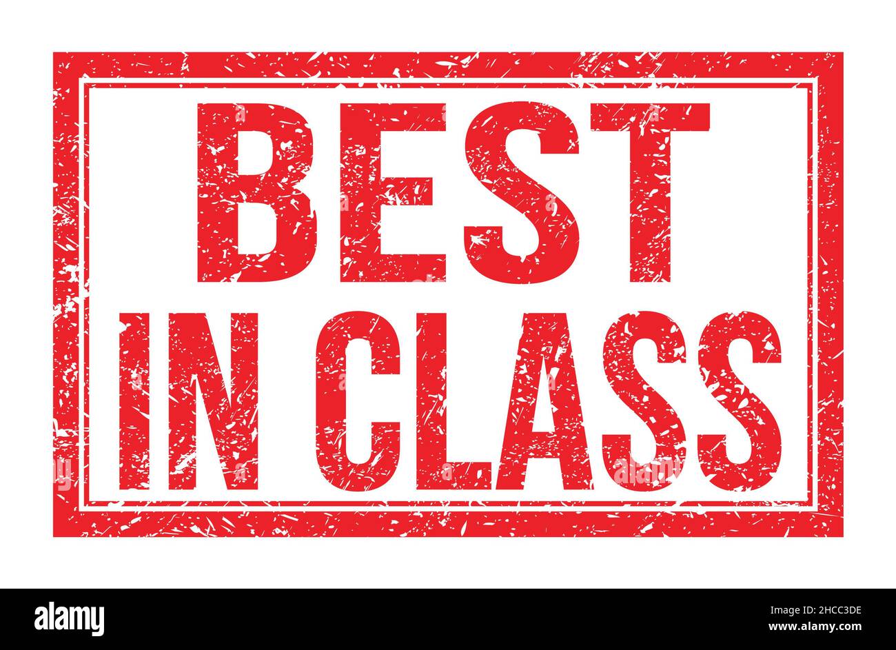 BEST IN CLASS, words written on red rectangle stamp sign Stock Photo ...