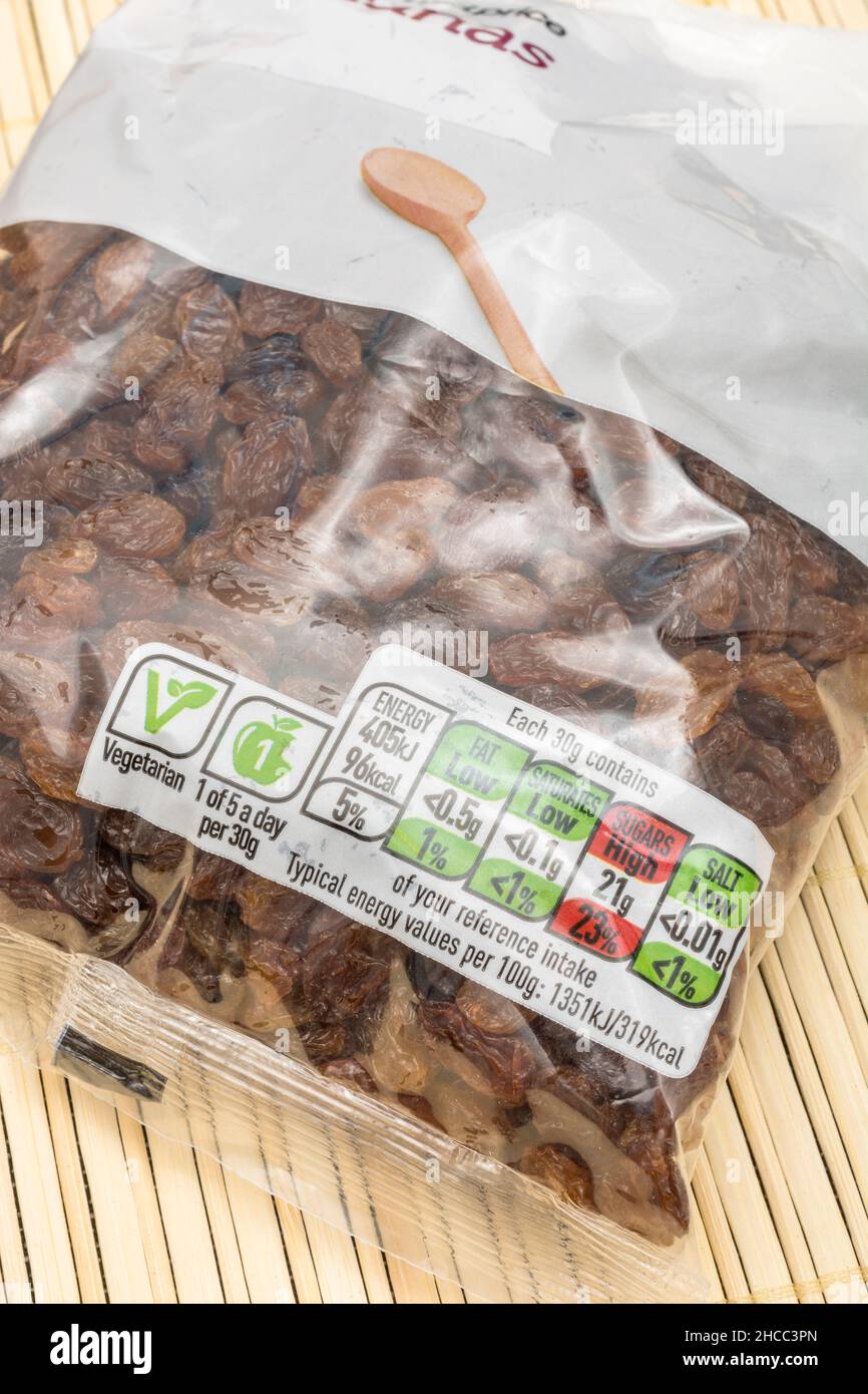 Nutritional data label on packet of ASDA supermarket own-label pickled ...