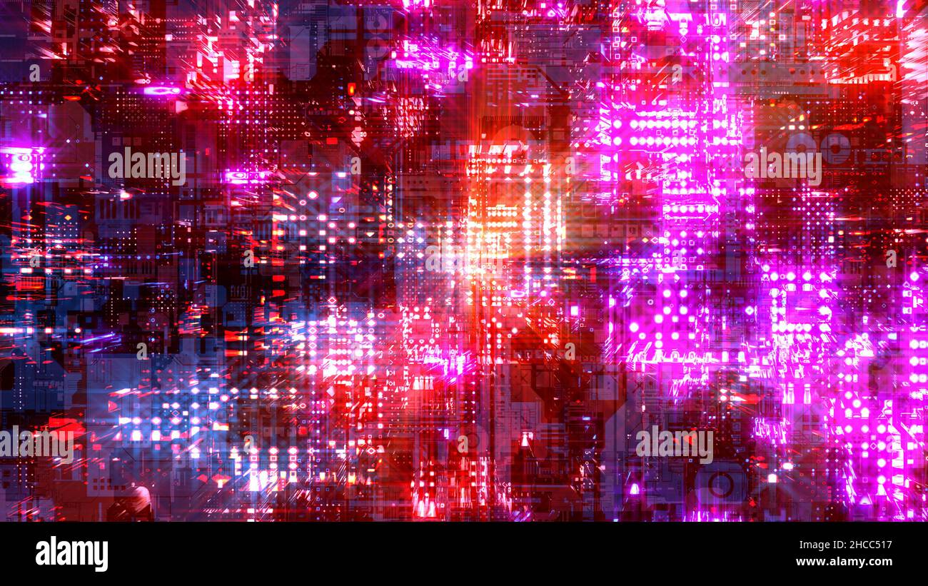 Red shining technological cyber punk hi-tech bg - abstract 3D ...