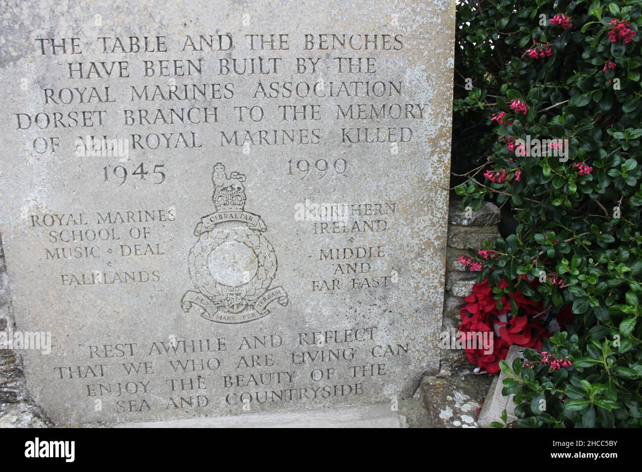 ROYAL MARINES ASSOCIATION MEMORIAL. South west coast path. Emmets Hill ...