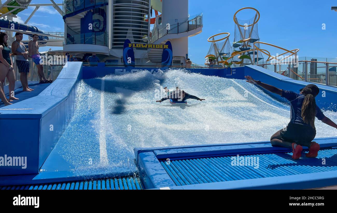 Orlando, FL USA - September 13, 2021: The Flowrider area aboard the ...