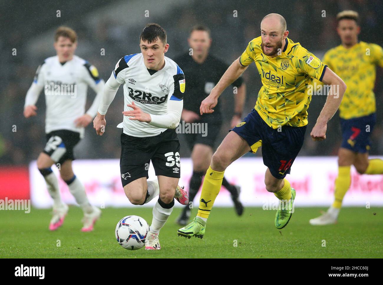 Derby County's Jason Knight (left) and West Bromwich Albion's Matt ...