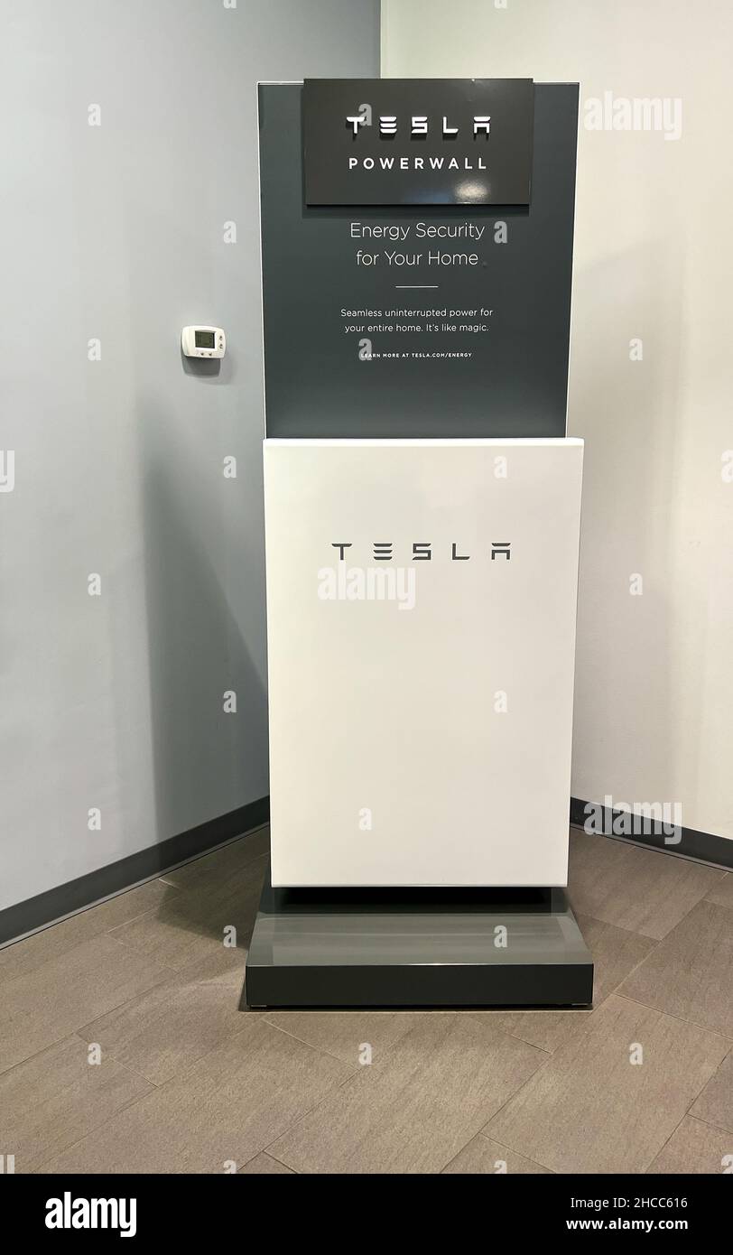 Orlando, FL USA - November 5, 2021: The Tesla Powerwall and Sign at the ...