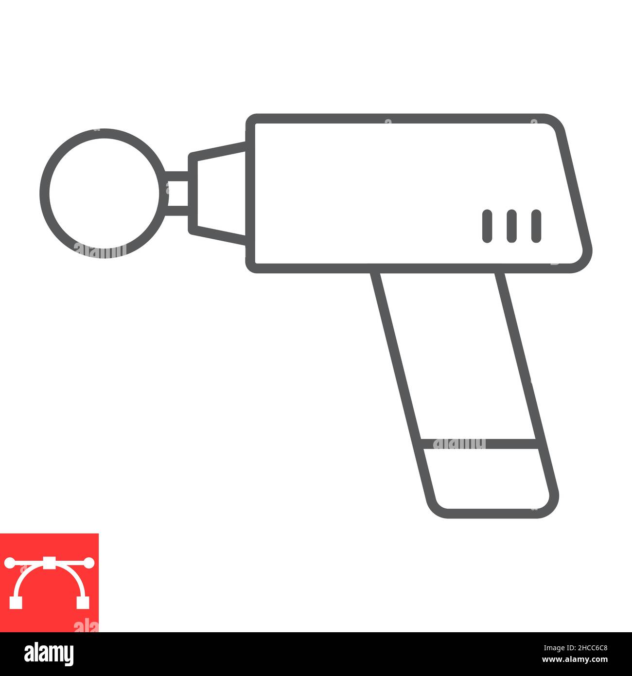 Massage Gun Line Icon Rehabilitation And Physiotherapy Massage Gun Vector Icon Vector