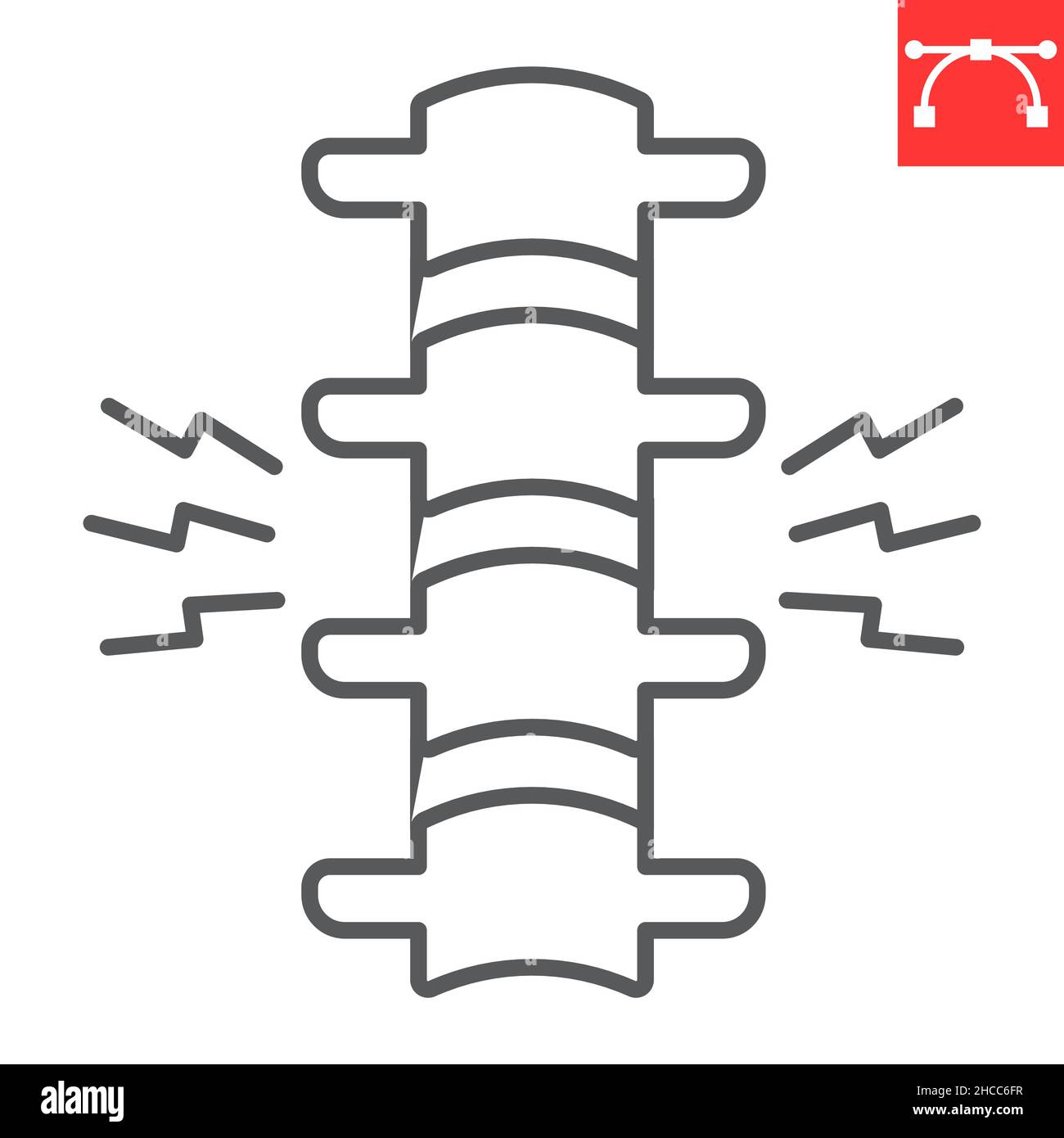 Back pain line icon, injury and person, injury of the back vector icon ...