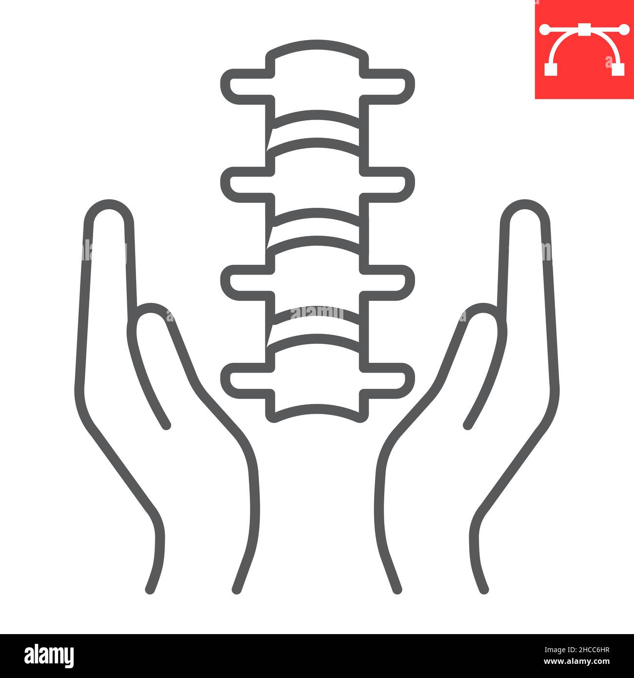 Spine care line icon, backbone and physiotherapy, chiropractic vector ...