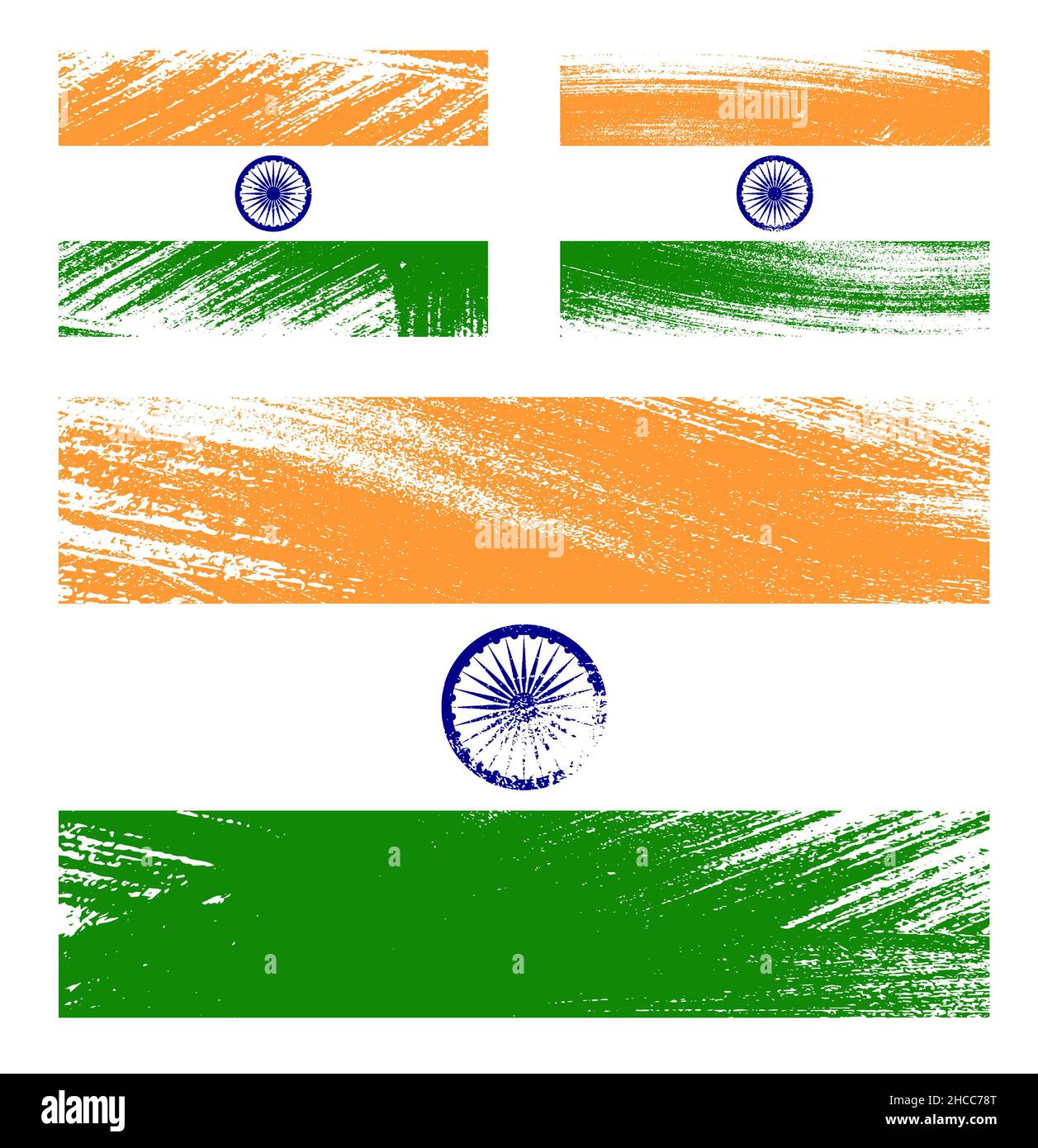 set of Republic of India flag chalk scratch paint grunge textures on ...