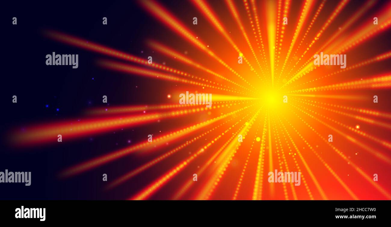 Cosmic background with acceleration of the speed light. Glowing neon ...