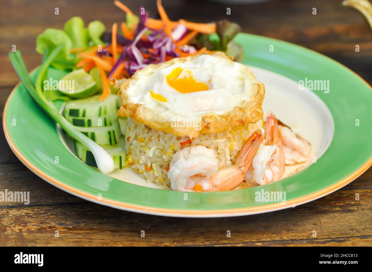stir fried rice with shrimp and sunny side up egg ,stir fried rice and ...