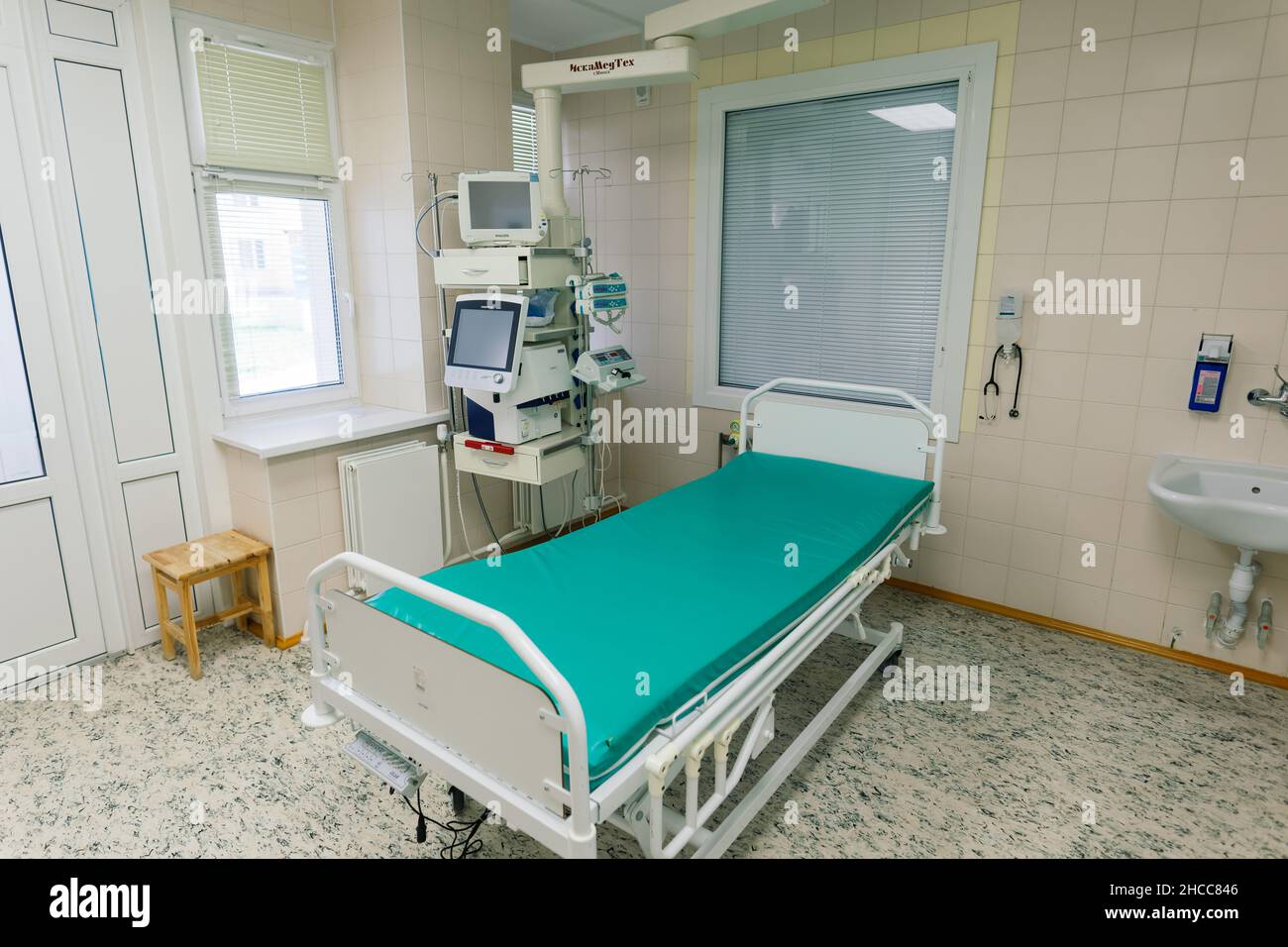 Interior view of empty operating room with new interior and equipment ...