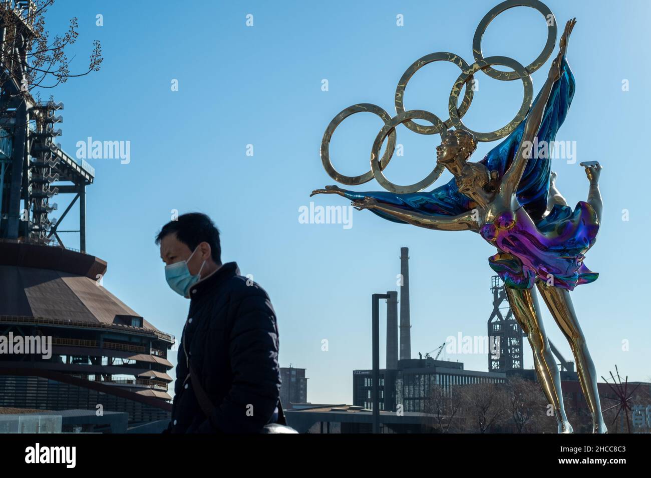 A statue with the Olympic Rings titled "Dating With the Winter Olympics ...