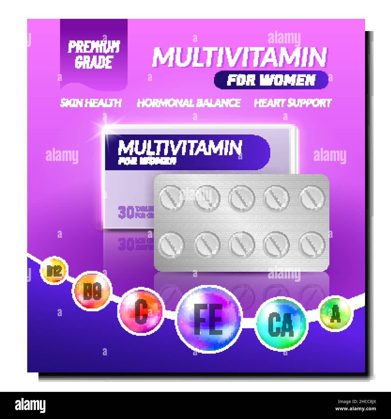 Woman Vitamin health poster vector Stock Vector Image & Art - Alamy