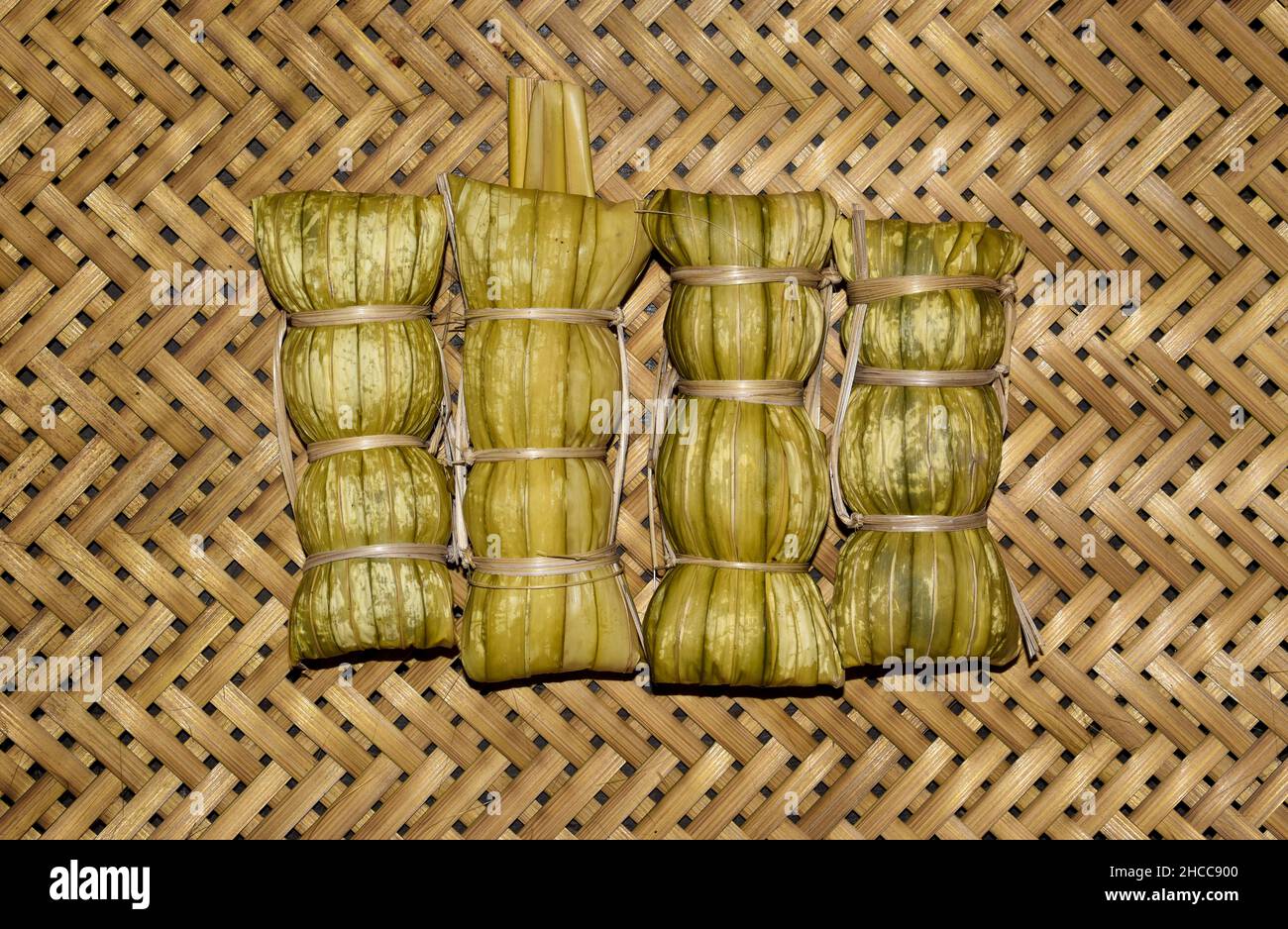Myanmar or Burmese traditional street food, glutinous rice zongzi Stock ...