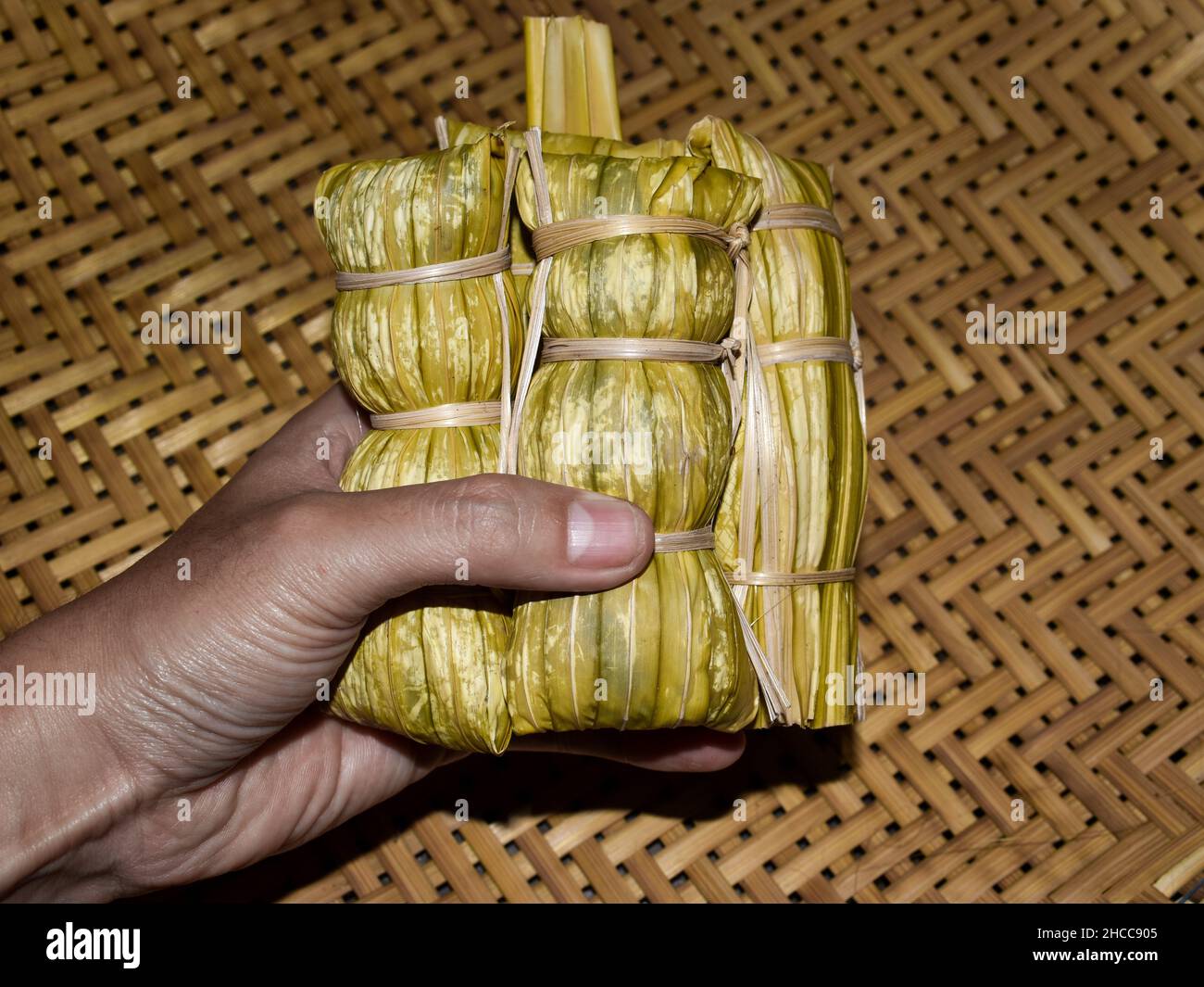 Myanmar or Burmese traditional street food, glutinous rice zongzi Stock ...