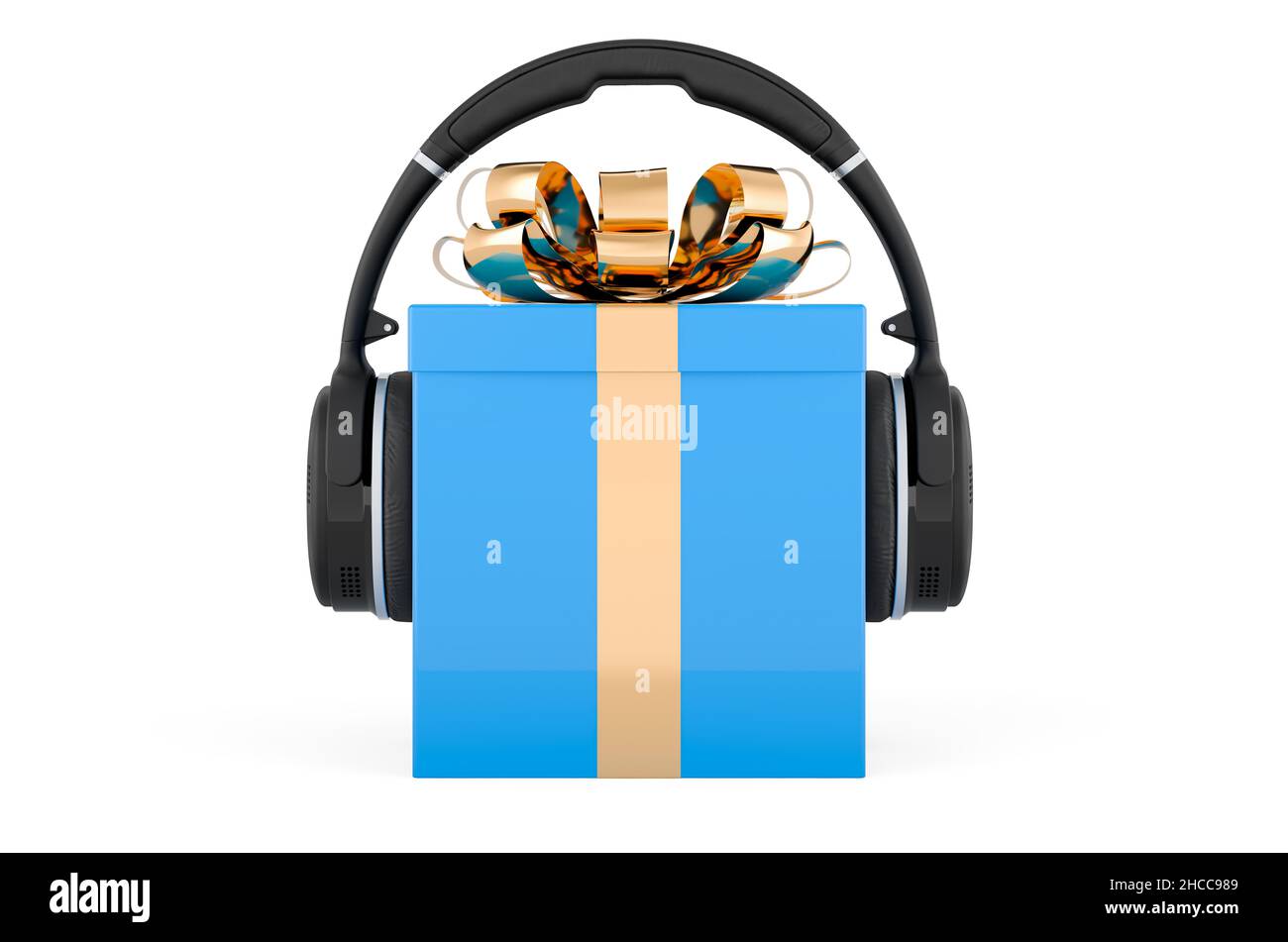 Headphones with gift box. 3D rendering isolated on white background ...