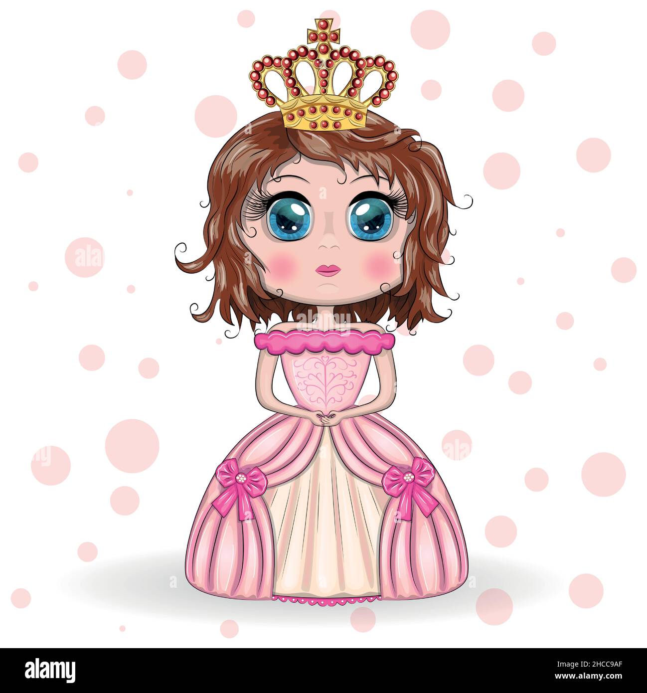 Beautiful princess standing in beautiful long pink dress Stock Vector ...