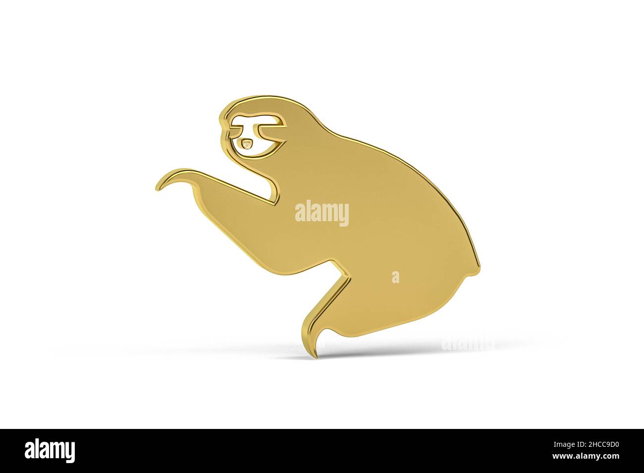 Golden 3d sloth icon isolated on white background - 3d render Stock ...