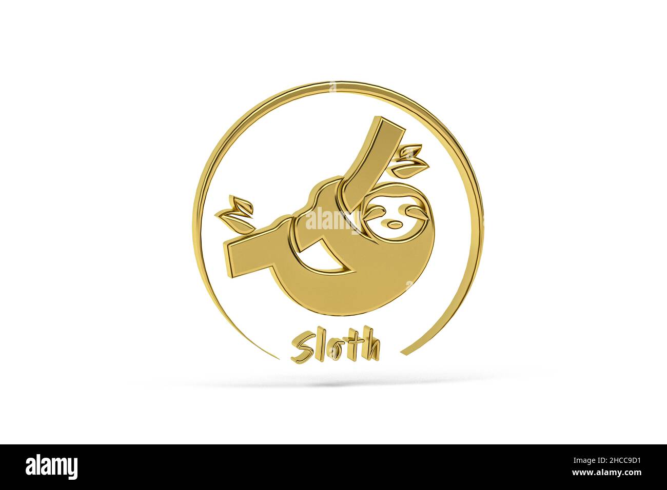 Golden 3d sloth icon isolated on white background - 3d render Stock ...