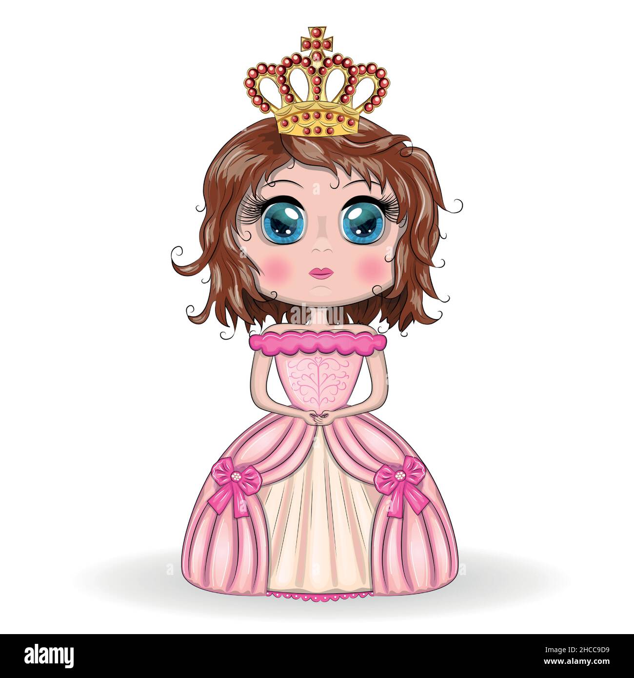 Beautiful princess standing in beautiful long pink dress Stock Vector ...