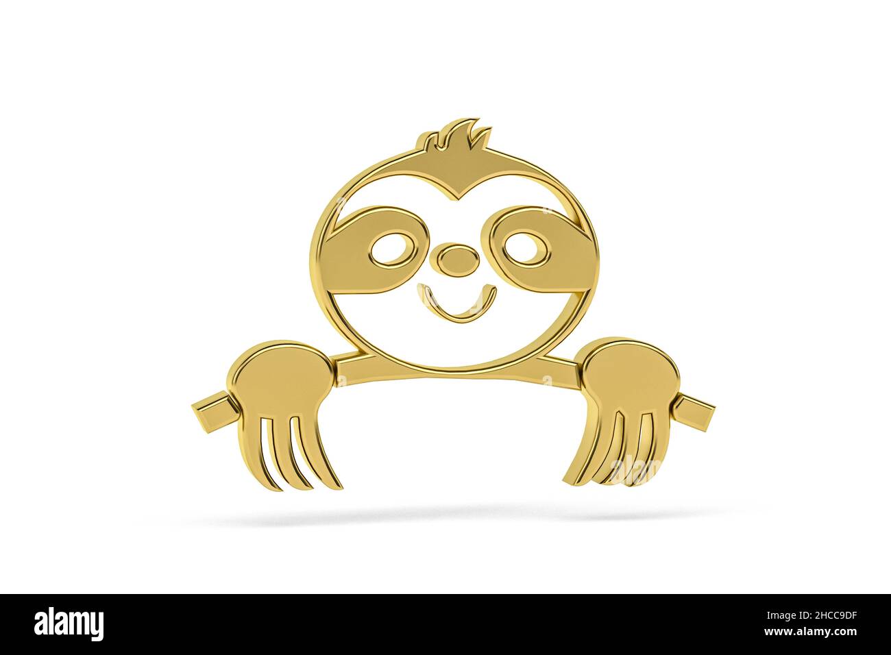 Golden 3d sloth icon isolated on white background - 3d render Stock ...