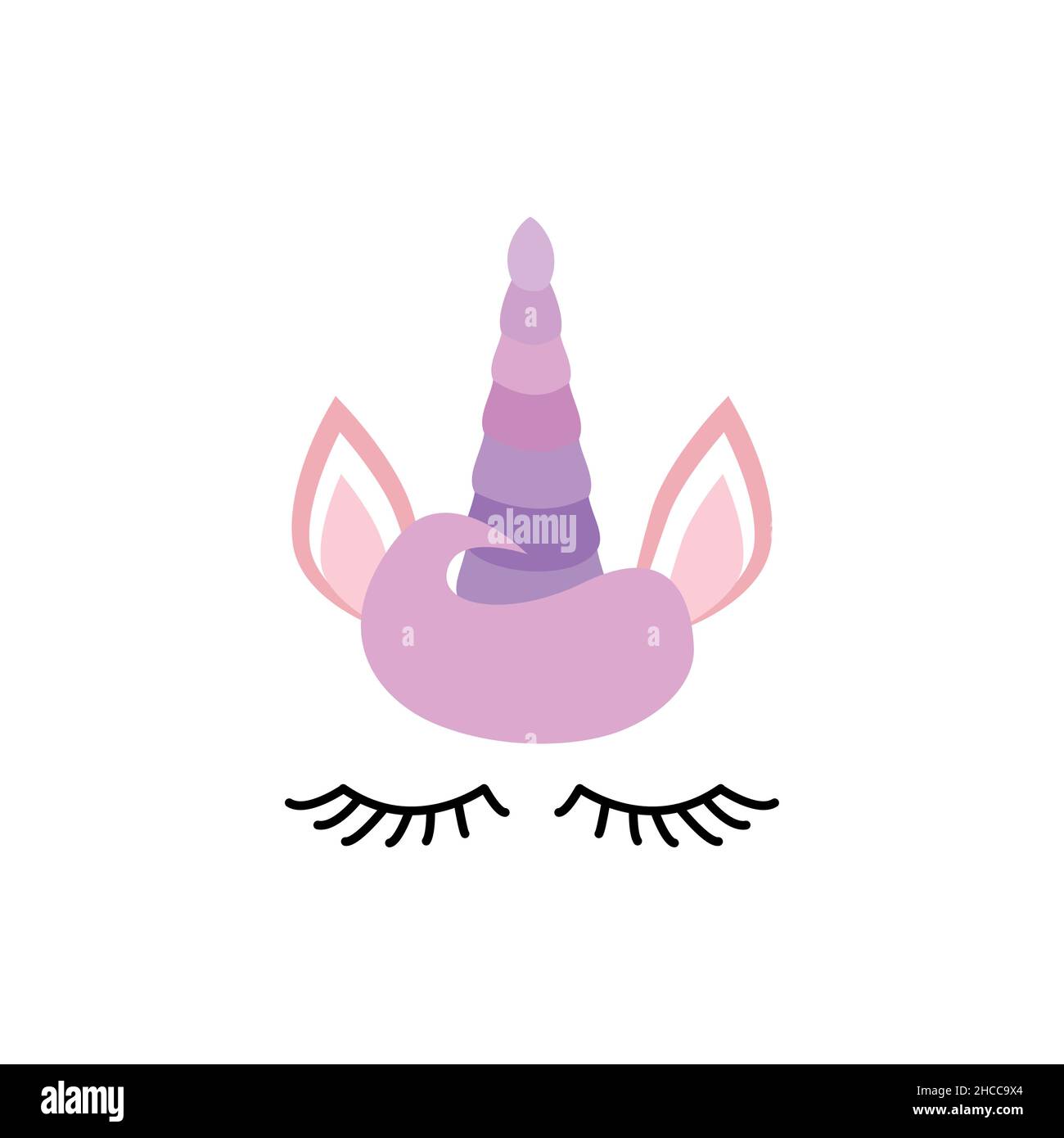 Unicorn's Horn with Flowers and Eyelashes rainbow, bangs. Card ...