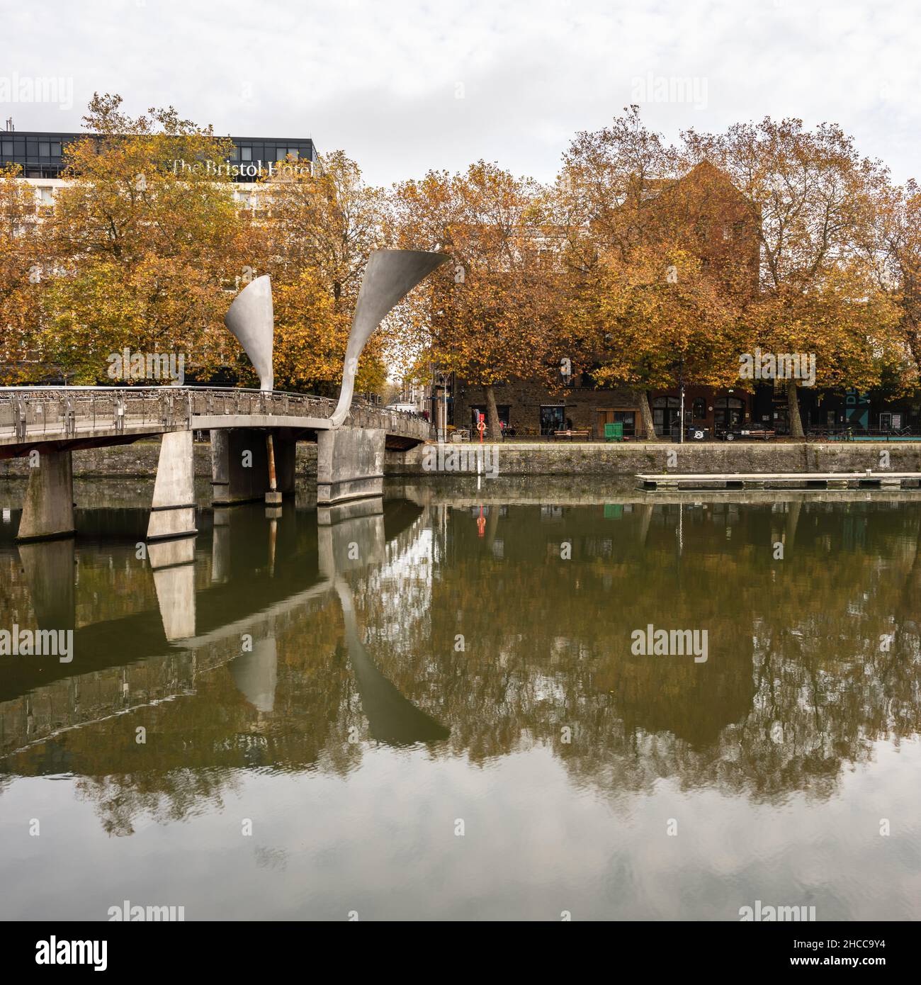 Trees displaying autumn colours line the quaysides of Bristol's ...