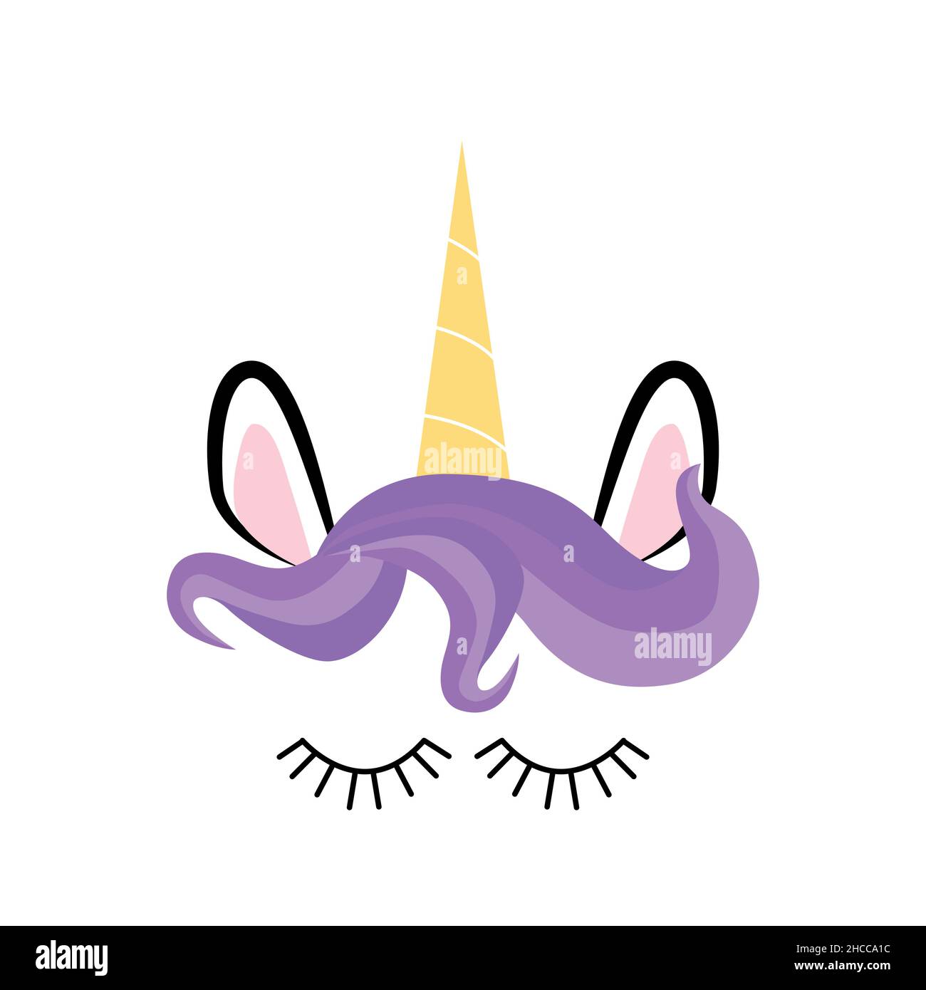 Unicorn's Horn with Flowers and Eyelashes rainbow, bangs. Card ...
