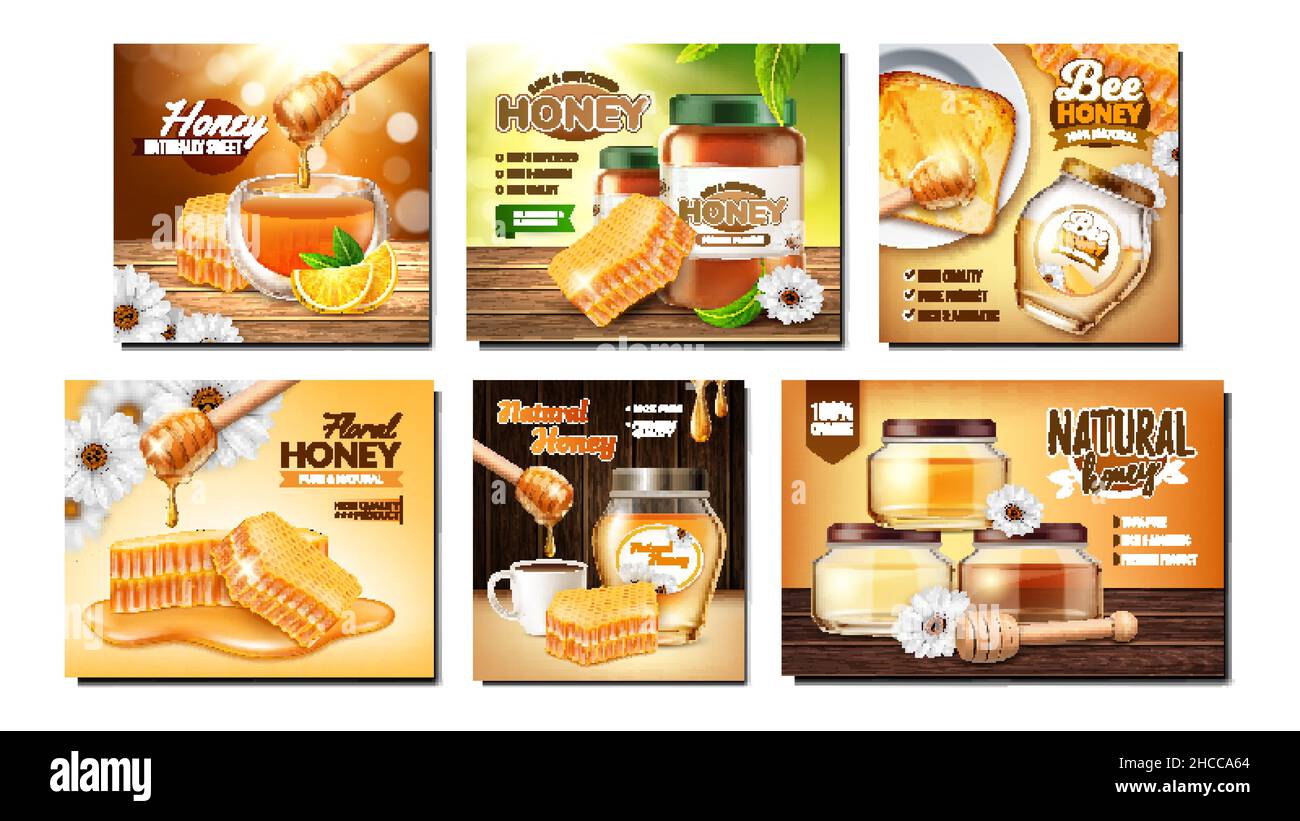 Honey bee food product ad set vector Stock Vector Image & Art - Alamy