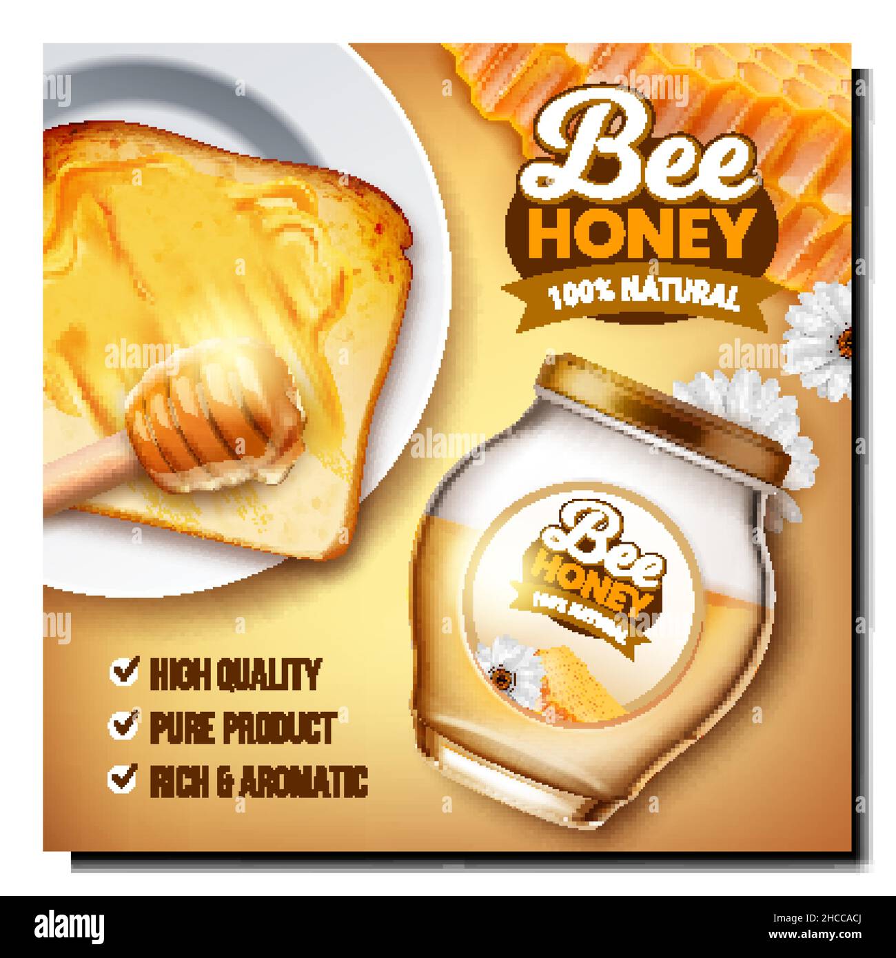 Honey bee food product label vector Stock Vector Image & Art - Alamy