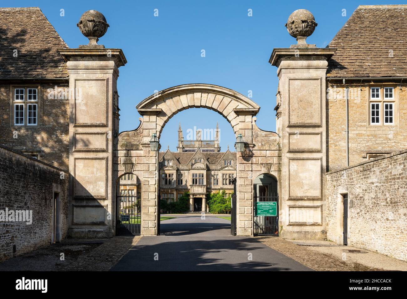 The Elizabethan manor house at Corsham Court is glimpsed through its ...