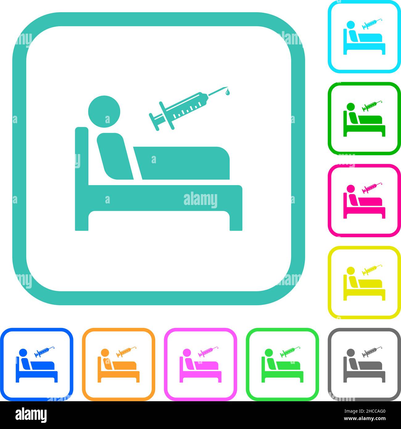 Vaccination ward vivid colored flat icons in curved borders on white ...