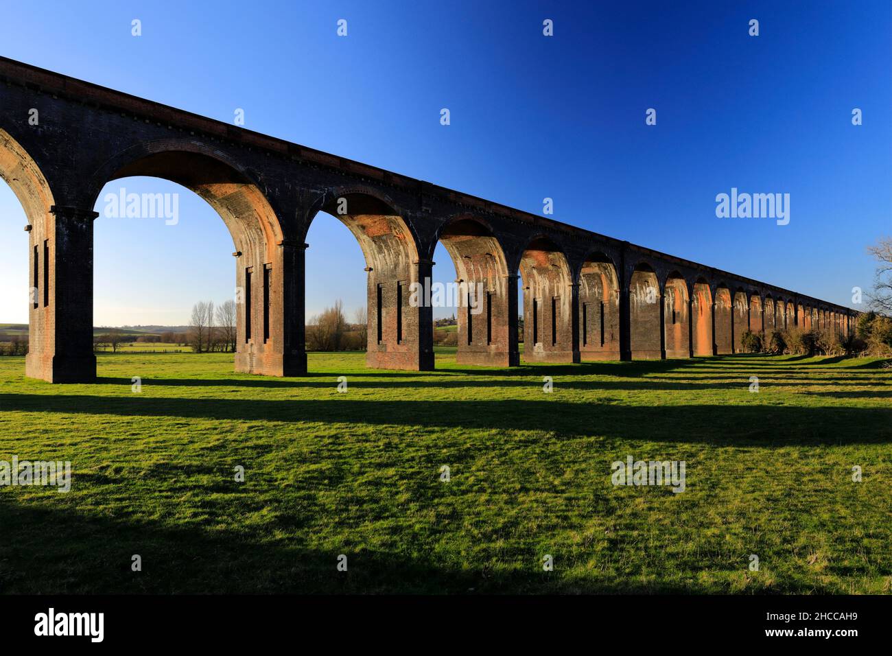 The Harringworth railway viaduct; River Welland valley ...