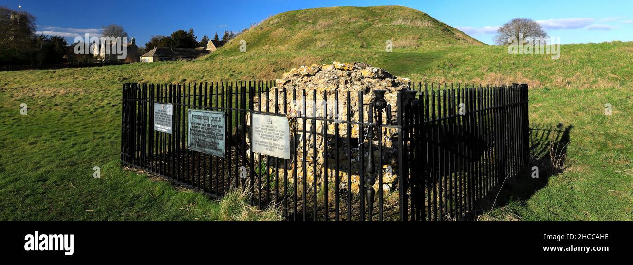 The ruins of Fotheringhay Castle, river Nene, Fotheringhay village ...